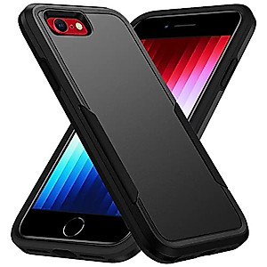 Hsefo Compatible with iPhone SE 2020/2022 Case, for iPhone 7/8 Case, Heavy Duty Shockproof Protective Black Phone Case for SE2 / SE3 / 7/8, 4.7-inch
