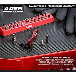 ARES 42062 – Dual Drive 1/4-Inch Drive and 1/4-Inch Bit 72-Tooth Micro Ratchet – 72-Tooth Fine Tooth Gear – Compact Size for Tight Spaces – Fits in Pocket