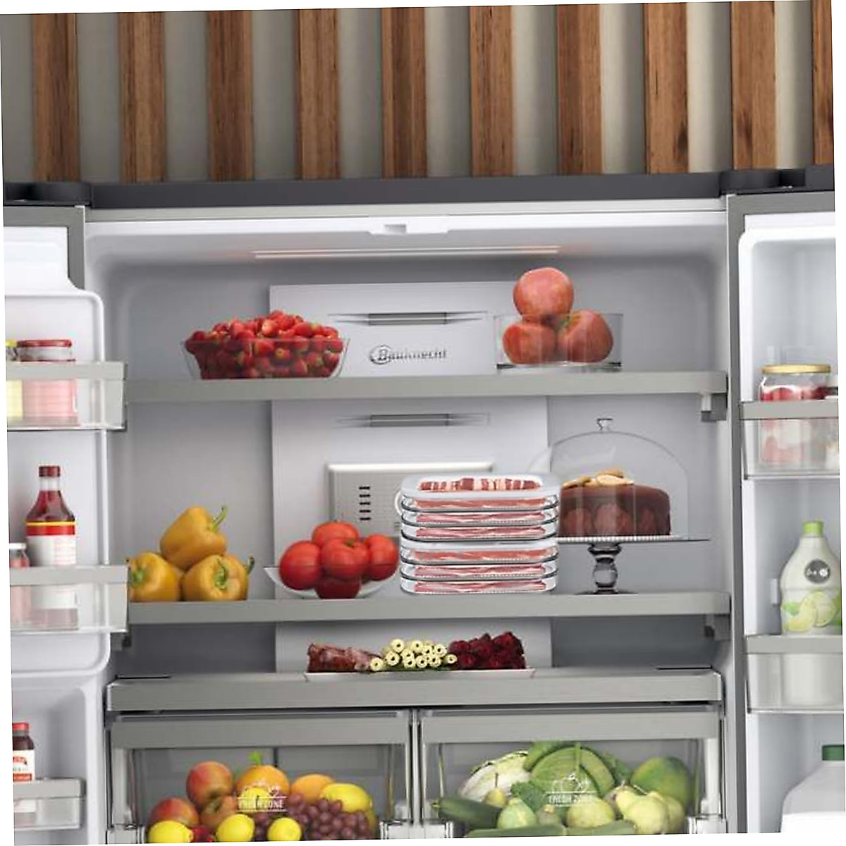 Deli Meat Container for Fridge, 8.9x6.3inch 3 Layers Stackable Bacon Cheese Container with Lid, Food Storage Boxes, Deli Containers with Lids, Lunch Meat Container for Refrigerator