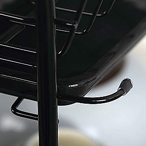 PDGJG 2-Tier Kitchen Dish Storage Drain Rack Set Plate Bowl Spoon Storage Frame Steel Storage Basket Organizer