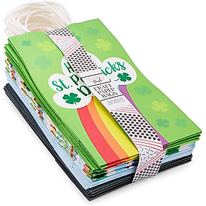 Sparkle and Bash St. Patrick's Party Favor Gift Bags, 4 Designs (9 x 5.3 x 3.15 In, 24 Pack)