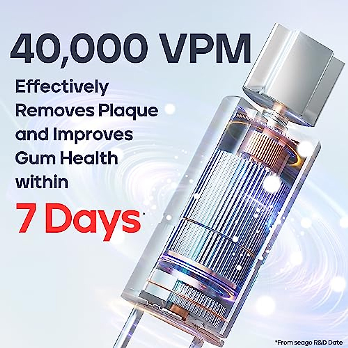 SEAGO Electric Toothbrush for Adults, with 8 Heads and 5 Modes, Rechargeable Sonic Tooth Brush One Charge for 30 Days, with 2 Mins Timer(Black)