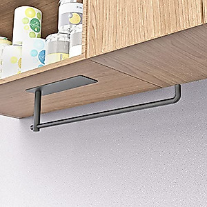 Paper Towel Holder Under Cabinet, Wall Mount Paper Towels Rack for Kitchen, Self Adhesive Hanging Paper Towel Holders for RV Camper, Black