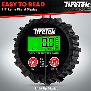 TIRETEK Digital Tire Pressure Gauge for Cars (200 PSI) - Smart Battery Saver Tire Gauges