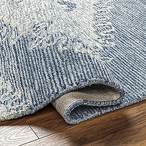 Mark&Day Wool Rugs, 8x10 East Lancaster Traditional Navy Blue Area Rug, Blue Grey Yellow Carpet for Living Room, Bedroom or Kitchen (8' x 10')