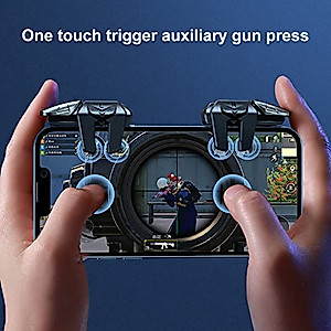 FENGCHUANG Mobile Game Trigger, PUBG Cellphone Gaming Joystick, 6 Fingers Operation Controllers, Alloy Gamepad Joystick, Aim Shooting L1R1 Key Button for Fornite/Knives Out/Rules of Survival