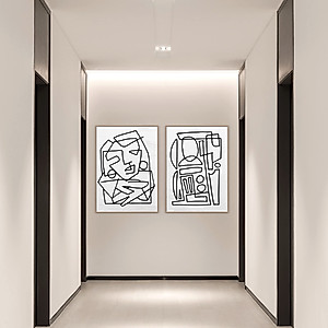 ArtbyHannah Framed Canvas Wall Art Set, Large Contemporary Abstract Wall Art, Framed Minimalist Wall Art for Modern Living Room bedroom office, 20"x28"x2