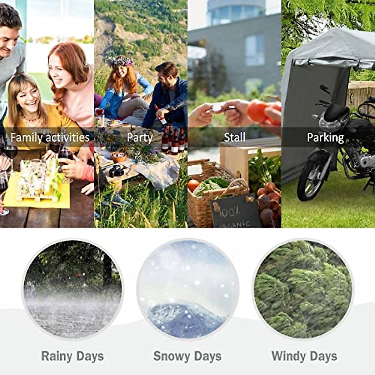 6 x 7 Feet Outdoor Shed Car Tent Carport Garage Storage Shed UV Proof Cover Ideal for Motorcycles, Bicycles, Garden Tools, Lawn Mower, Fire Woodard, Patio Furniture Storage, Gray