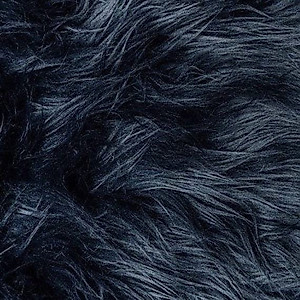 Eden Navy Blue Shaggy Long Pile Soft Faux Fur Fabric for Fursuit, Cosplay Costume, Photo Prop, Trim, Throw Pillow, Crafts