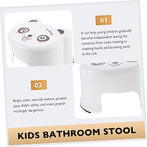 Cartoon Plastic Stool Bathroom Stools for Adults Bathroom Stool for Toddlers Round Ottoman Toilet Step Stool Stool Potty Training Small Stool Toilet Child White