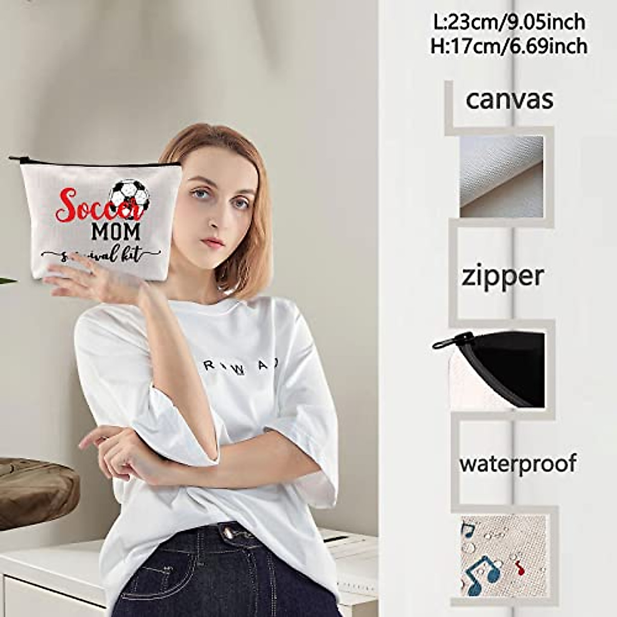 LEVLO Soccer Mom Cosmetic Bag Soccer Mom Gifts Soccer Mom Survival Kit Makeup Zipper Pouch Bag For Football Coach Soccer Mom (Soccer Mom)