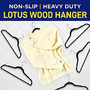 Lifemaster Velvet Non-Slip Plastic Hanger Set - 50 Pieces Non-Slip Clothes Hanger Set with 360° Swivel Hook, Space-Saving, Sleek Design, Smooth Velvet Finish, Lightweight Construction - Black