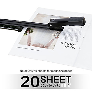 Deli Long Reach Stapler, 25 Sheet Capacity, Long Arm Standard Staplers for Booklet or Book Binding, Black