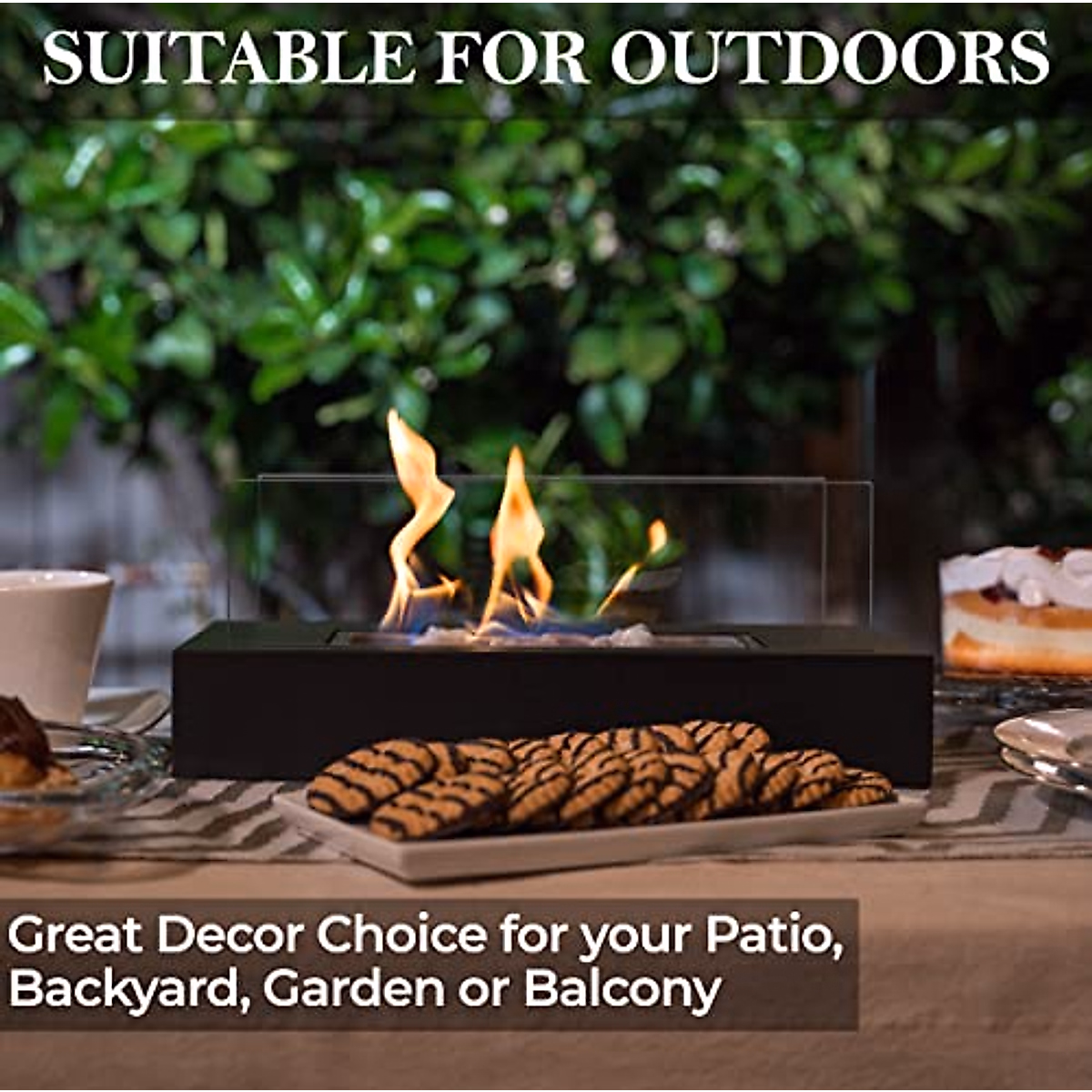 ROZATO Tabletop Fire Pit with Smores Maker Kit Portable Indoor/Outdoor Mini Small Fireplace Bowl Table Top Decor Home Patio Balcony Backyard Gifts for Women Mom Her Wedding Housewarming Birthday Gift