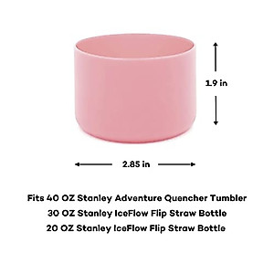 Silicone Boot for Stanley 40 oz Quencher Adventure Tumbler and IceFlow Flip 30 oz 20 oz, Stanley Cup Accessories Protector Bottom Sleeve Cover Bumper for Stanley 40 oz with Handle (Pink-1 pack)