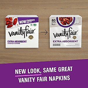 Vanity Fair Extra Absorbent Premium Paper Napkins, 160 Count, Disposable Napkins Made Soft And Strong For Messy Meals And Everyday Use