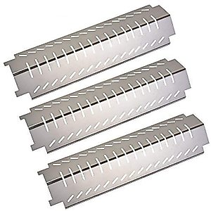 GasSaf Grill Heat Plate Replacement for Charbroil, Thermos, Centro, Costco Kirkland, 3-Pcs 15 inch Stainless Steel Tent Shield Plate Deflector, BBQ Burner Cover Barbecue Flame Tamer