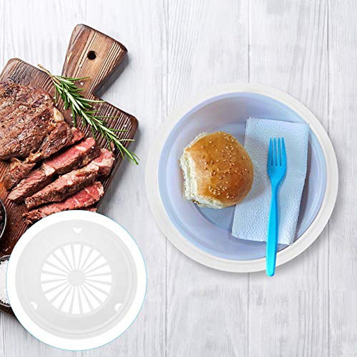 YARNOW Reusable Plastic Paper Plate Holder 10.6 inch Round BBQ Paper Plate Trays Multicolor Lightweight Plate Support Outdoor Picnic Supplies