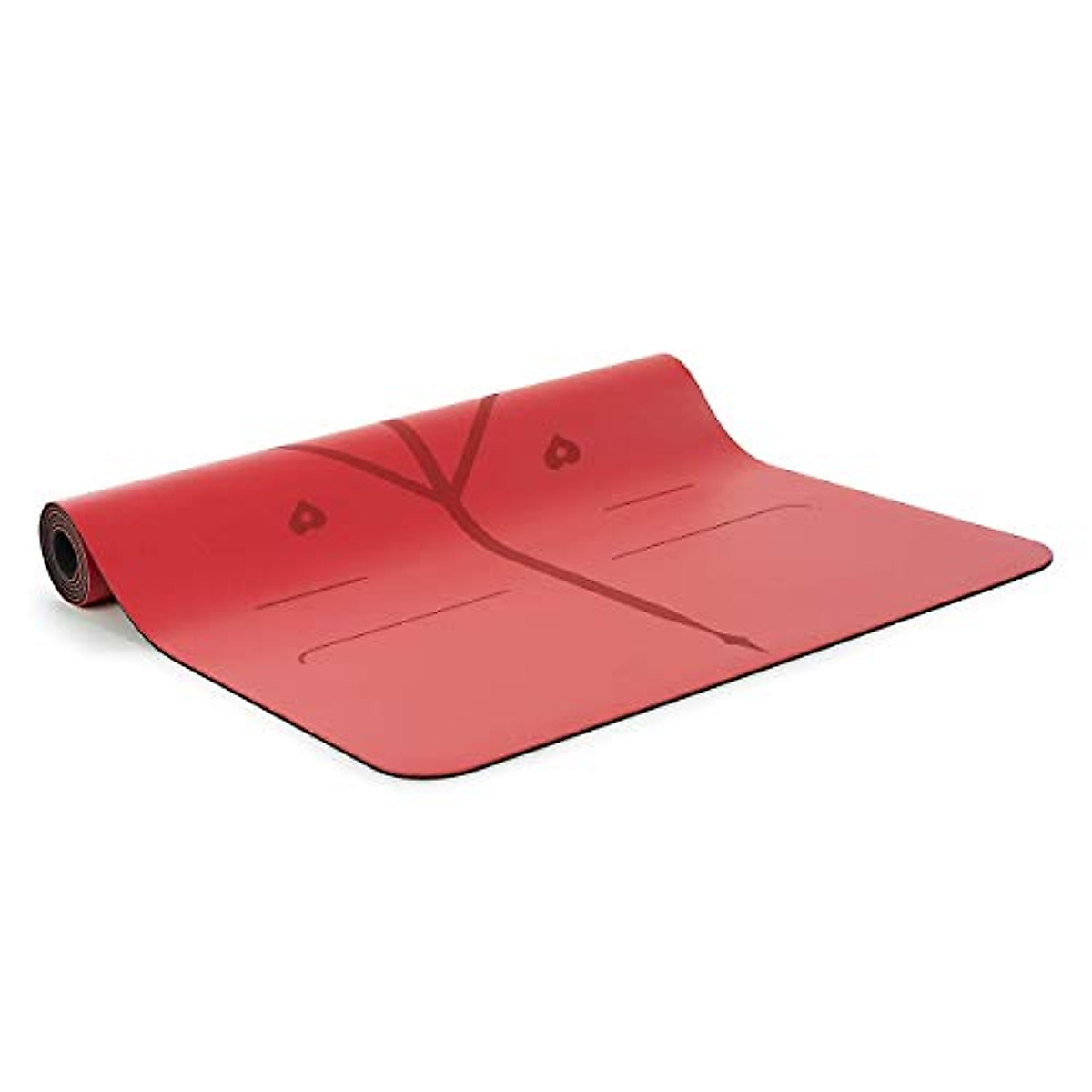 LIFORME Love Travel Yoga Mat- Free Yoga Bag, Patented Alignment System, Warrior-Like Grip, Non-Slip, Eco-Friendly, Ultra-Lightweight, Sweat Resistant, Long, Wide and Thick (Red)