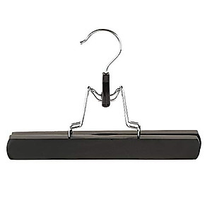 Yundxi Wooden Wig Hangers 5 Pack Non Slip Wood Pants Skirt Hangers Wood Jeans/Slack Hanger with 360° Swivel Hook (Black)
