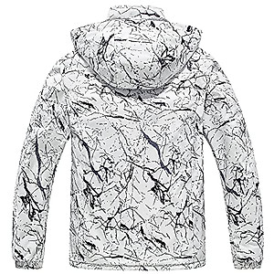CREATMO US Men's Snowboard Jacket Snow Winter Coat Raincoat Line Printed Medium