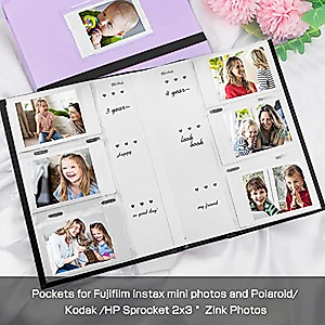 Photo Album for Fujifilm Instax Mini Camera, 180 Pockets Instax Mini Album with Memo Areas, 2X3 Photo Album for Polaroid 2x3 ZINK Film Camera, Fujifilm Instax Mini 1112 9 8 40 Evo Instant Camera, Black