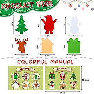 Poen 36 Pcs Christmas Felt Crafts for Kids DIY Christmas Tree Santa Claus Snowman Stockings Ornaments Felt Gingerbread House Gift Boxes Crafts for Xmas Tree Party Supplies