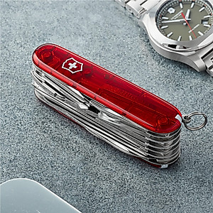 Victorinox Swiss Champ Swiss Army Knife, 33 Functions, Swiss Made Pocket Knife with Large Blade, Screwdriver, Chisel and Combination Pliers - Ruby