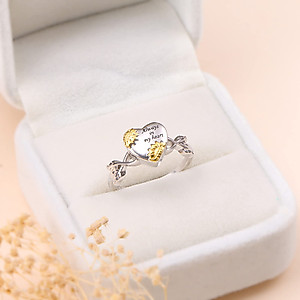 Sunflower Urn Ring for Ashes 925 Sterling Silver Cremation Jewelry Ashes Keepsake Ring for Women Memorial Jewelry Bereavement Gift Size 8