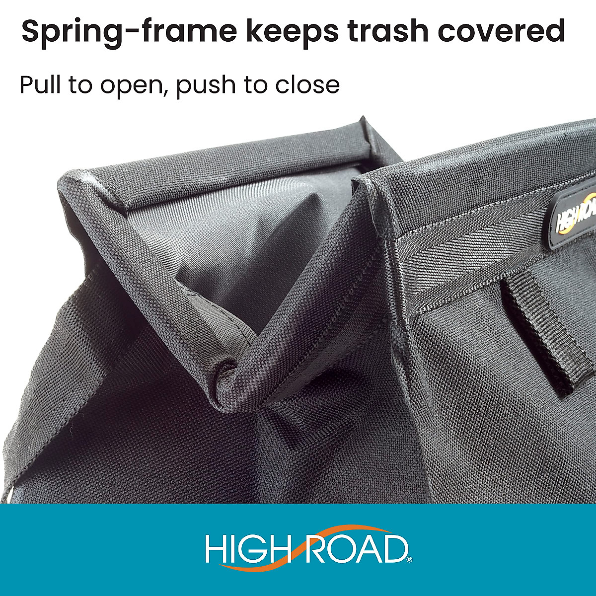 High Road TrashStash Hanging Car Garbage Bag with Push-Close Lid and Waterproof Bin for Car, SUV and Truck Seat Backs - Holds 3 Gallons of Car Trash (Black)