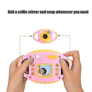 Senyar Camera, Kids HD Camera 1.8 Inch 5MP Cute Toy Action Camera with Seilf Function for Boys Girls (Pink)
