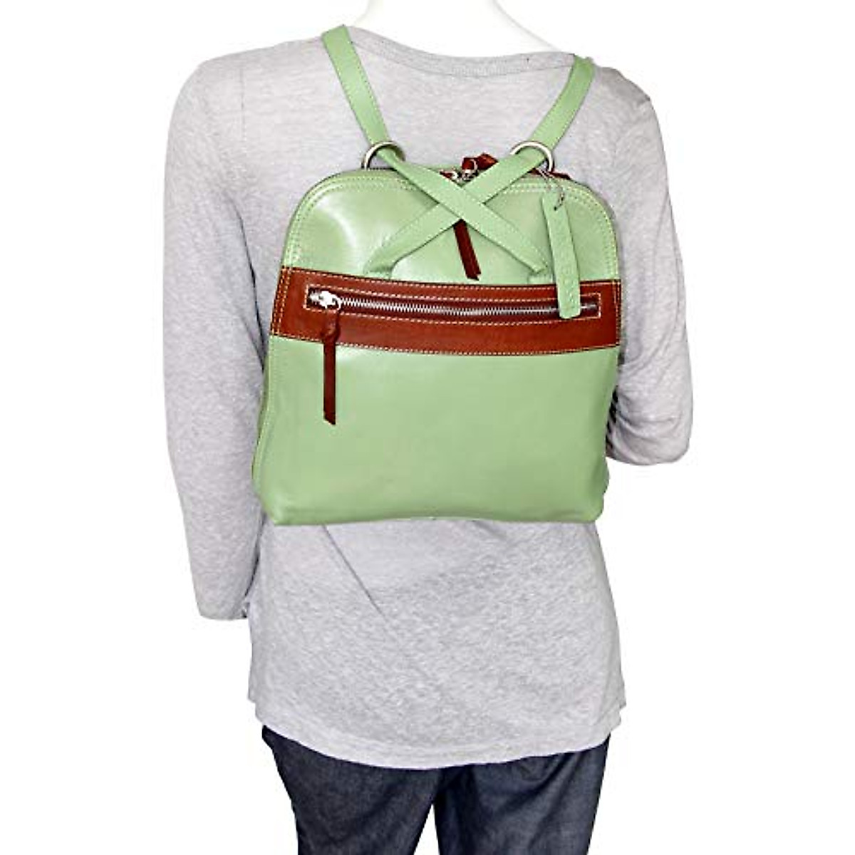 Carina Convertible Leather Tote/Backpack (Stone)