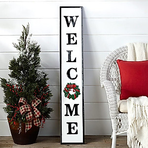 Interchangeable Wall Leaning Welcome Sign with 8 Magnetic Season Icons
