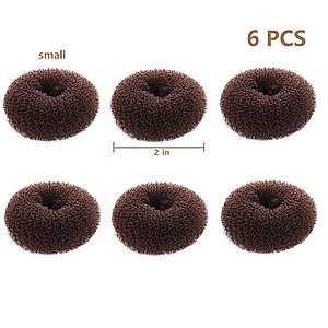 Extra Small Bun Makers for Kids, 6 PCS Chignon Donut Sock Forms for Girls, Mini Doughnut Shapers for Short and Thin Hair (2 Inch, Dark Brown)
