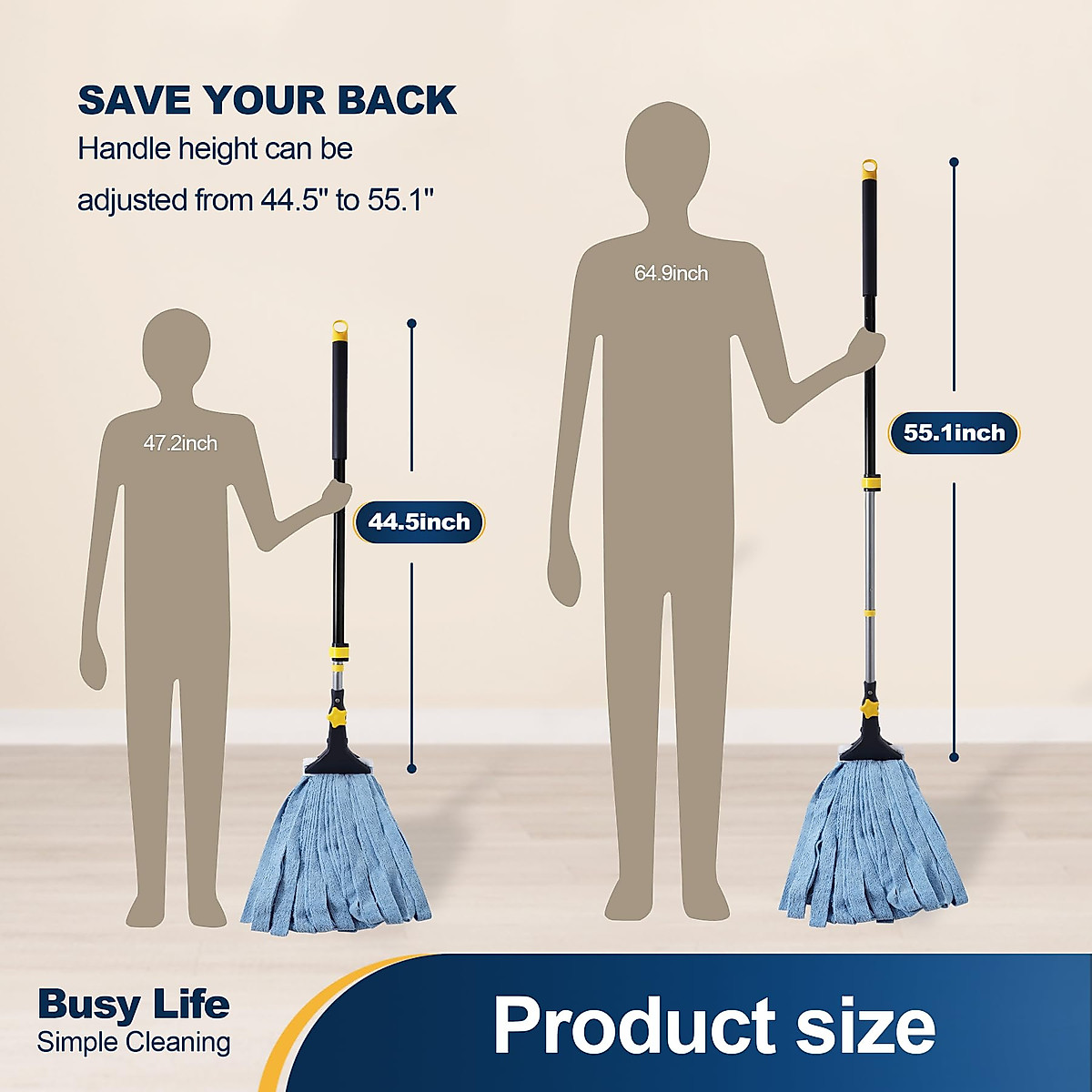 Yocada Looped-End Microfiber Cloth Mop Replacement Head Refill Heavy Duty Microfiber Commercial Industrial Grade Floor Cleaning 3PCS