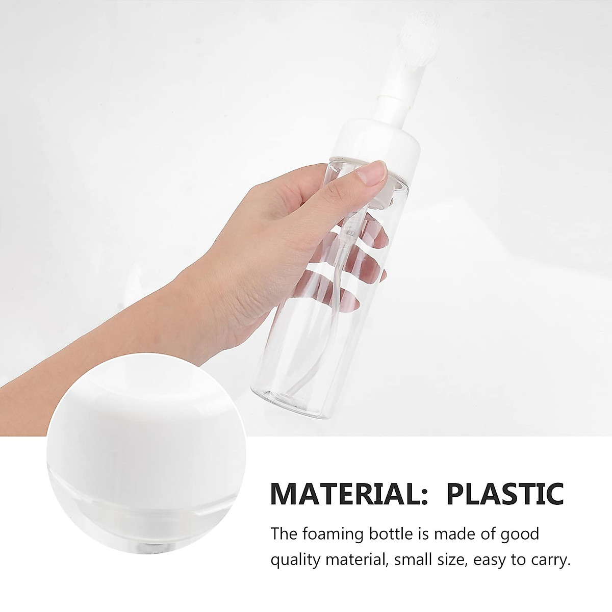 Lurrose Foaming Bottle with Brush, 200ml Plastic Mini foaming soap Dispenser Pump Dispenser Bottle sub Bottle Empty Facial foaming Bottle for Shampoo, Liquid, Oil, 2pcs