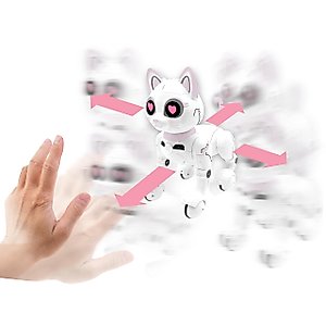 LEXiBOOK - Power Kitty® - Remote Control Robot Cat, Programmable Smart Robot, Light, Sound, White/Pink - KITTY01