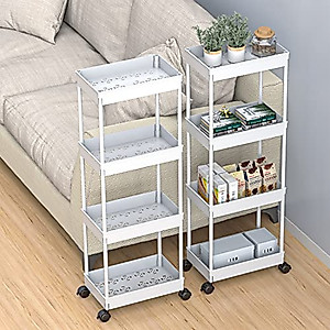 Sooyee 4-Tier Rolling Cart,Utility Carts with Wheels,Cute Room Decor,Organization and Storage for Office,Bedroom,Bathroom, Kitchen, Living Room, Laundry Room,Black