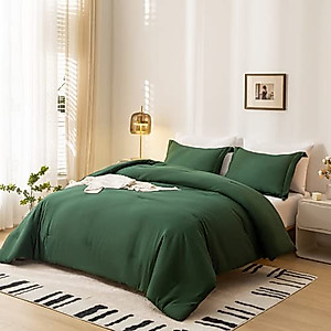 weigelia Queen Comforter Set Boho Bed Comforter Set 7PC Emerald Green Comforters Queen Size Bed in a Bag Soft Microfiber Comforter with Pillow Shams Fitted Sheet Flat Sheet Bedding Set for All Season