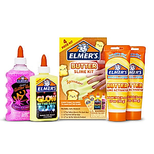 Elmer’s Butter Slime Kit, Includes Elmer’s Glow in The Dark Glue, Elmer’s Glitter Glue, Elmer’s Butter Slime Activator, 4 Count
