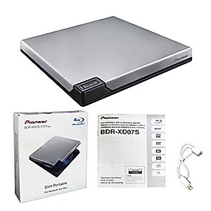 Produplicator Pioneer BDR-XD07S Portable 6X Blu-ray Burner External Drive Bundle with USB Cable - Burns CD DVD BD DL BDXL Discs