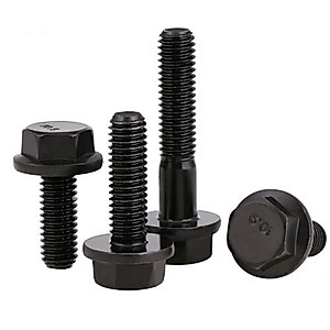 5Pcs M6 x 12mm - Full-Thread Hex Flange Screws (Frame Bolts) Flanged Hex Head Bolts Grade 10.9 High Tensile Steel (5Pcs, M6 x 12mm - Full-Thread)