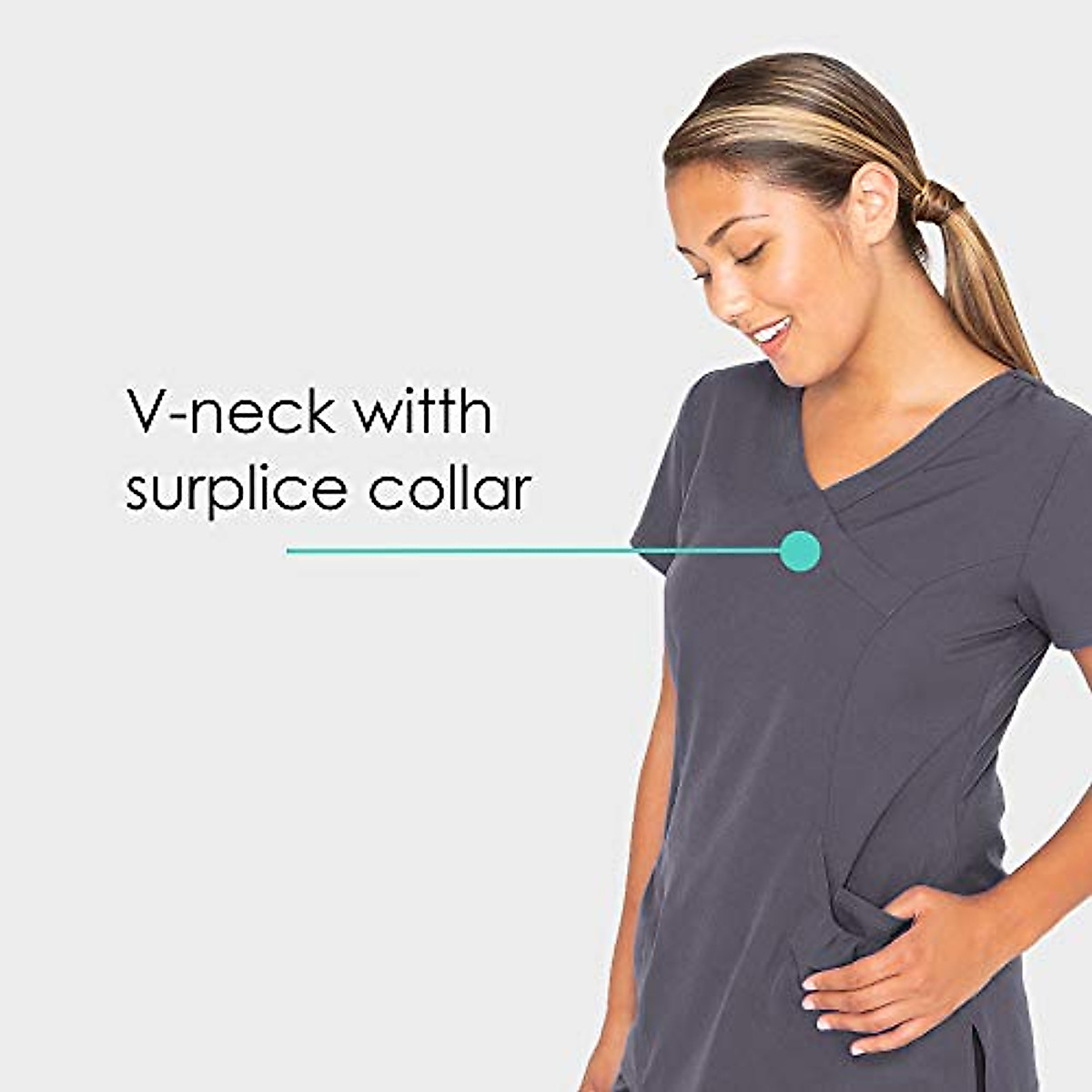 BARCO Skechers Vitality Women’s Charge V-Neck Scrub Top – Pewter, L