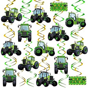 30 Pieces Tractor Party Supplies Tractor Birthday Decorations Green Tractor Hanging Swirls Tractor Time Hanging Favors Party Decorations for Tractor Green Theme Birthday Baby Shower 5 Styles
