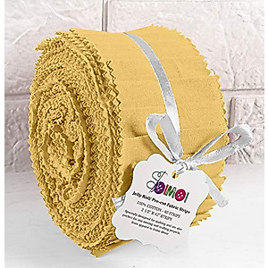 Soimoi 40Pcs Solid Goldenrod Precut Fabrics Strips Roll Up 2.5 Inches Cotton Jelly Rolls for Quilting