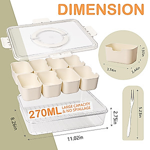Farest Divided Veggie Tray with Lid and Handle,Portable 8 Compartment Serving Tray with Dividers,Snack Containers,Snack Box for Food,Veggie, Condiments,Candy,Nuts,Picnic,Parties,2 Pack