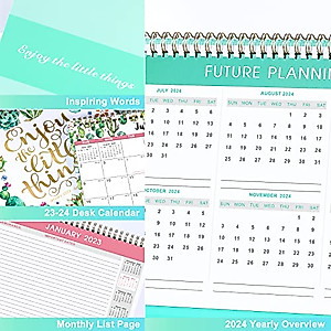 Desk Calendar 2023-2024 - Standing Flip 2023-2024 Desktop Calendar with Thick Paper, Jan 2023 - Jun 2024, 10" x 8.3",Memo Pages, Stand up Desk Calendar with Strong Twin-Wire Binding & Blank Blocks