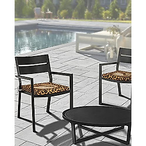 Outdoor Chair Seat Covers Set of 4,Leopard High Heels Animal Skin Print Waterproof Chair Seat Covers for Dining Room Kitchen,Vintage Flower Leaves Removable Washable Chair Seat Protector with Straps