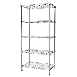 SINGAYE 5 Tier Storage Rack Wire Shelving Unit Thicken Heavy Duty Storage Shelves for Pantry Closet Kitchen Laundry 880Lbs Capacity 13.38"x 23.22"x 59.05"(DxWxH) Silver