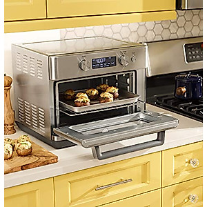 GE Digital Air Fryer Toaster Oven + Accessory Set | Convection Toaster with 8 Cook Modes | Large Capacity Oven - Fits 12" Pizza | Countertop Kitchen Essentials | Stainless Steel